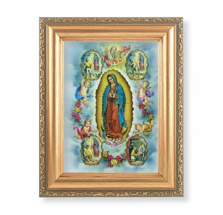 Our Lady of Guadalupe with Visions Antique Gold Framed Art - Buy ...