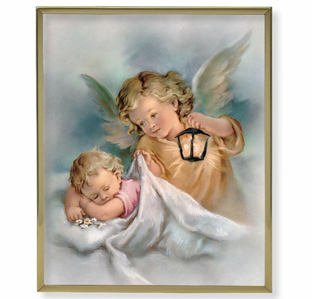 Guardian Angel with Lantern Gold Framed Plaque Art - Buy Religious ...