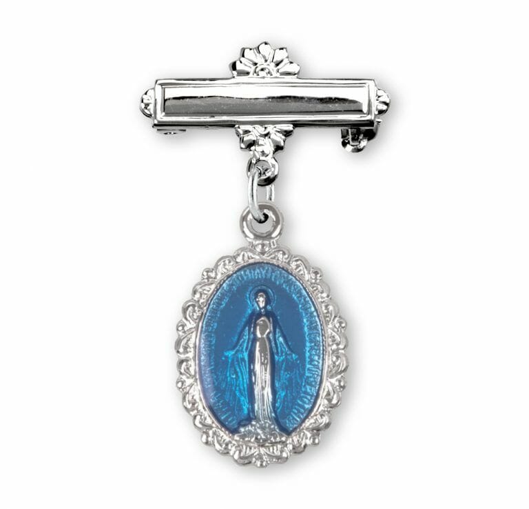 Blue Enameled Oval Fancy Edge Sterling Silver Baby Miraculous Baby ...