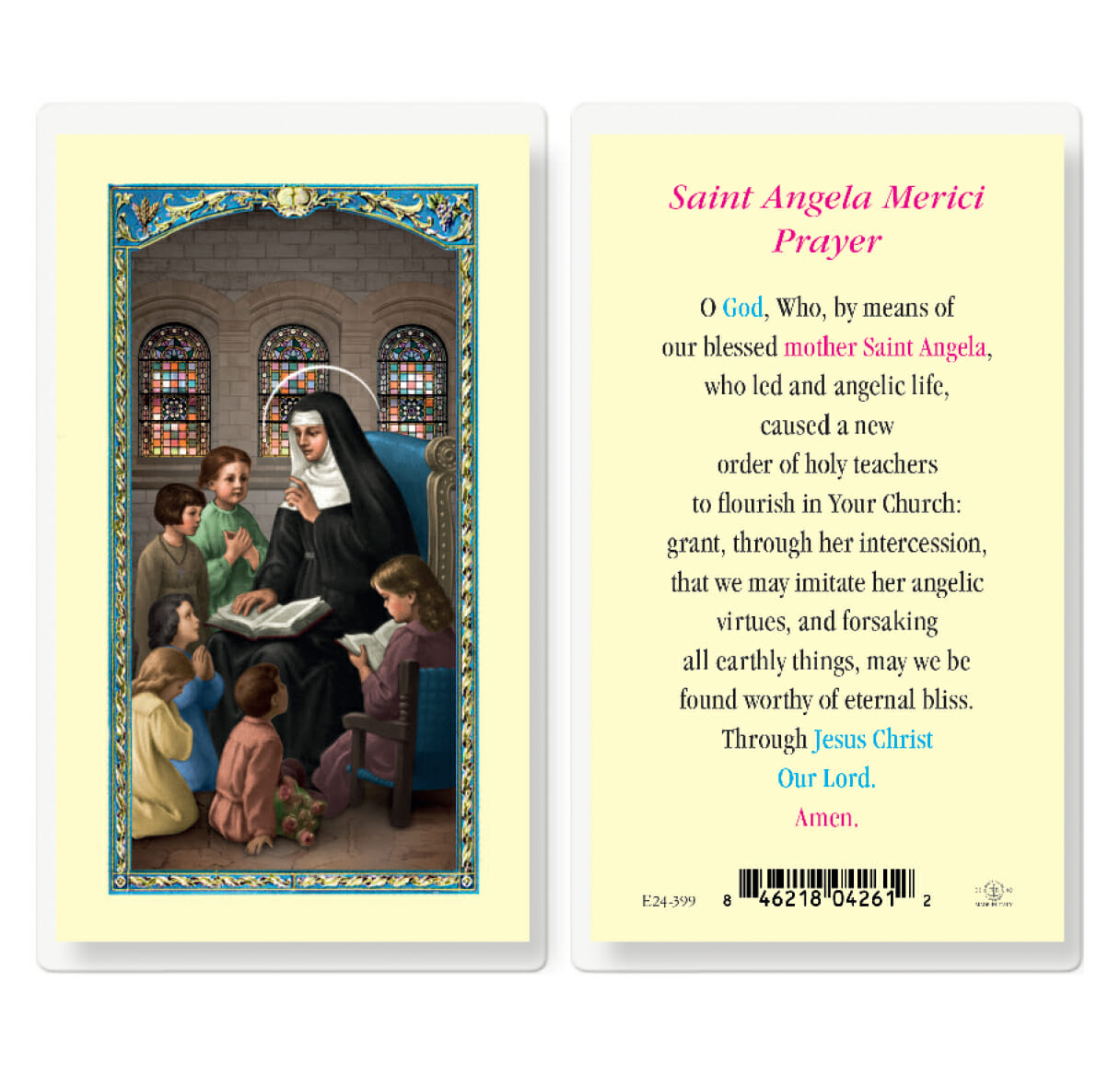 Saint Angela Merici Laminated Holy Card - 25 Pack - Buy Religious ...